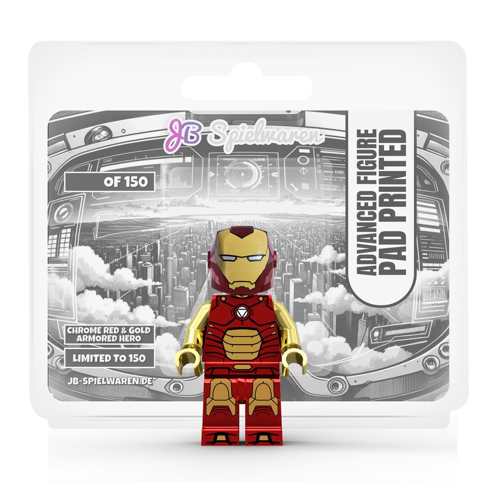 Chrome Red and Gold Armored Hero Custom Minifigure