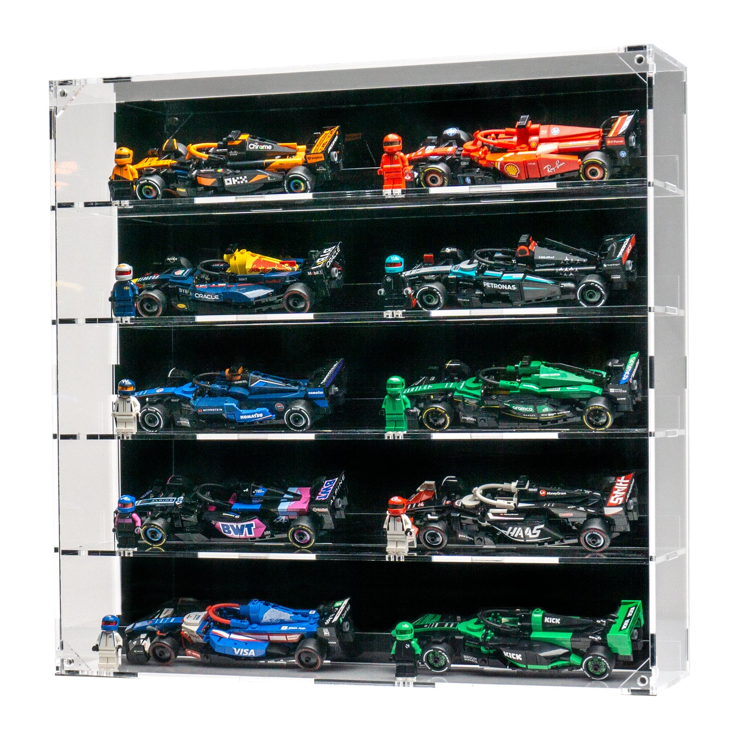 Premium Acrylic Display Case for LEGO Speed Champions F1 Cars (5x2)