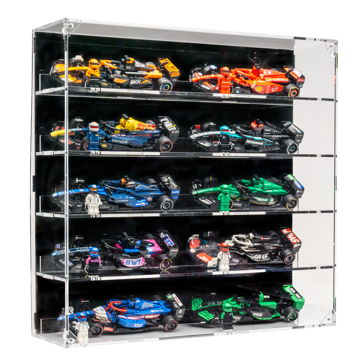 Premium Acrylic Display Case for LEGO Speed Champions F1 Cars (5x2)